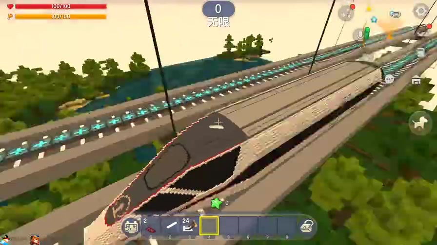 迷你世界《模拟真实高铁站》火车离地几十米,刚到站入梦掉下去了