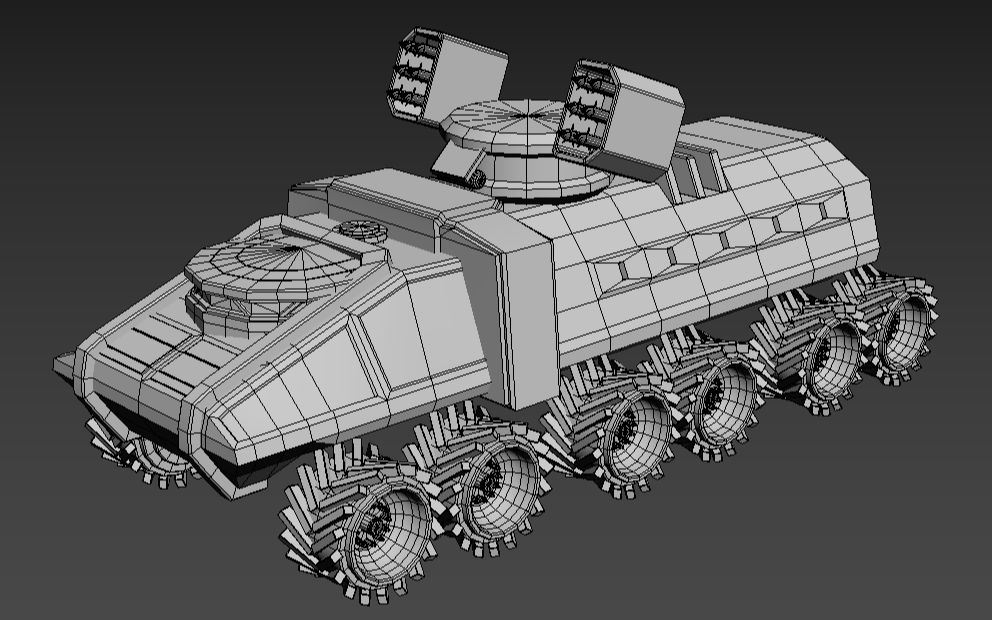 3DMAX游戏建模:游戏动漫“装甲车”全流程模型建模