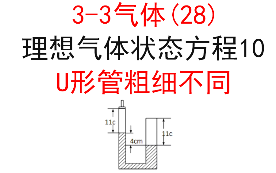 【选修3-3】【理想气体状态方程】45.U形管粗细不相同解题