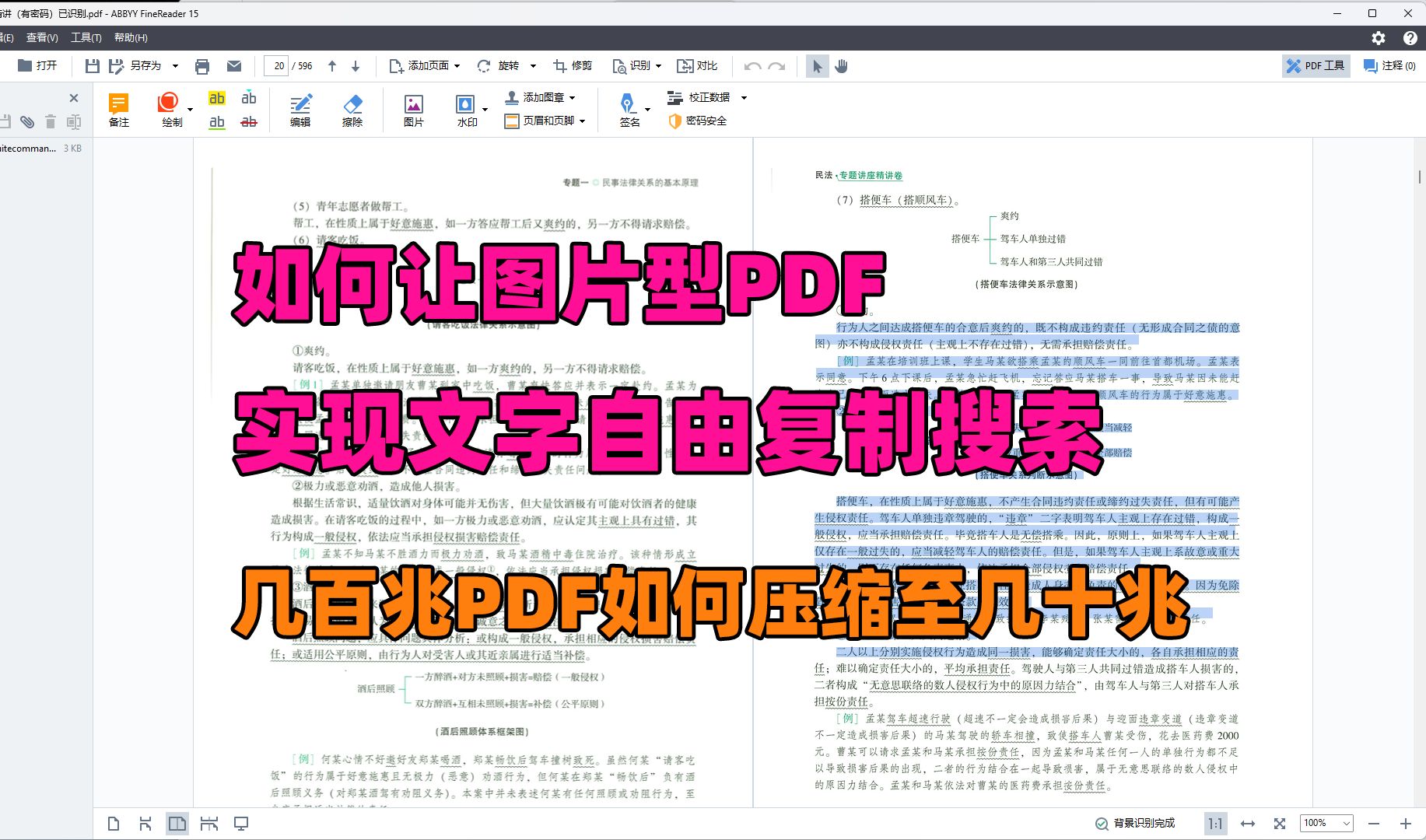 如何让图片型PDF实现文字自由复制搜索以及PDF文件如何压缩大小