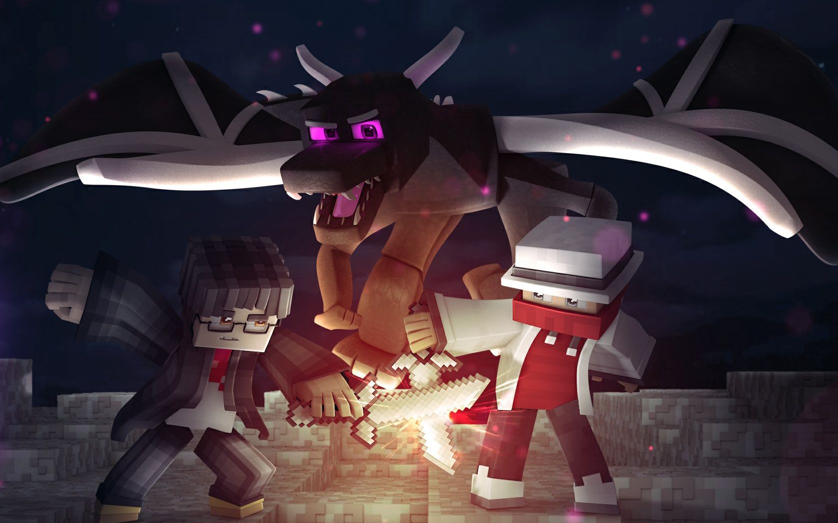 [C4D][PS]虎牙宇宙MC服务器《勇者与猎人》头图设计流程(极速艺术...