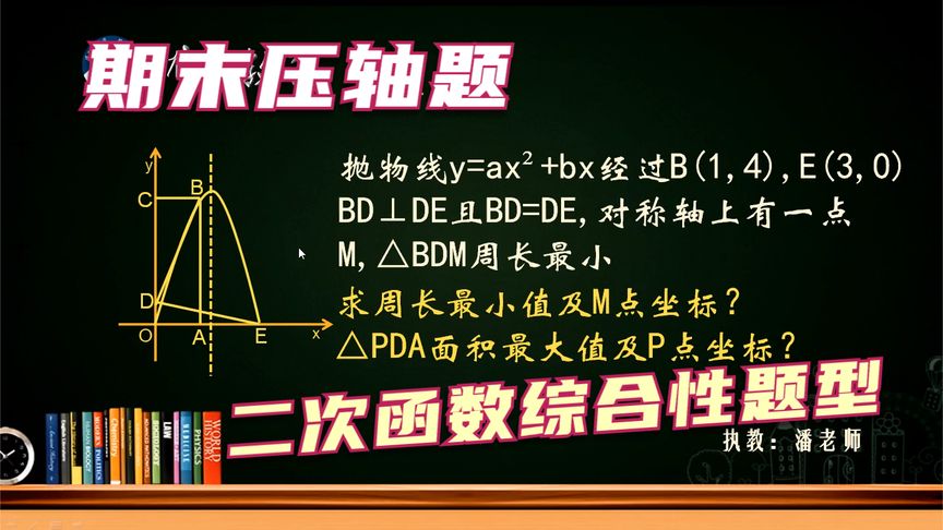 九年级:期末二次函数压轴题,涉及周长最小值、面积最大值的情况