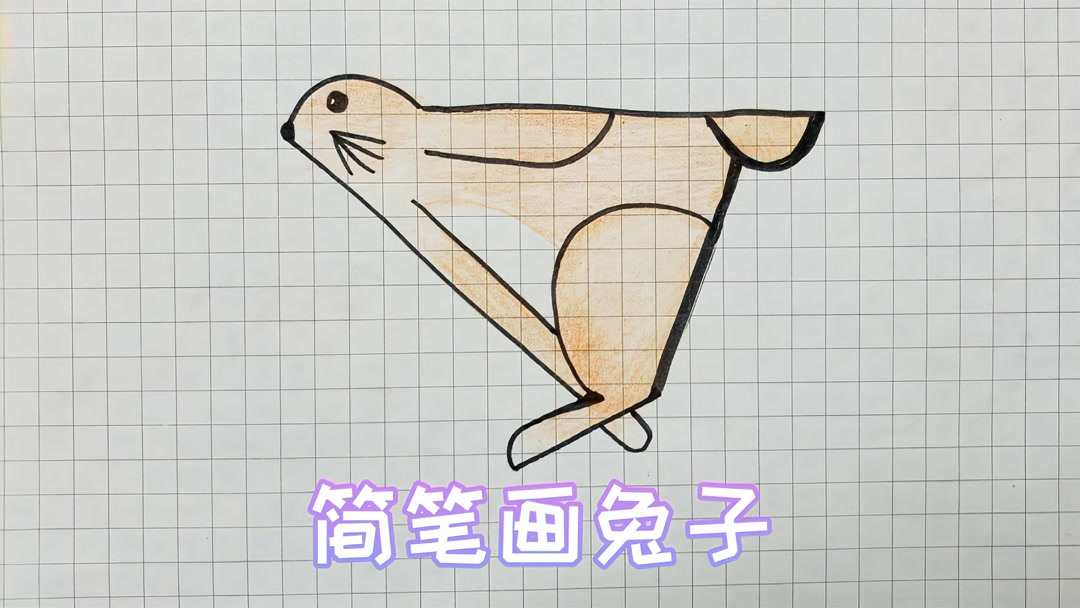 非常简单的线描简笔画,飞奔的兔子