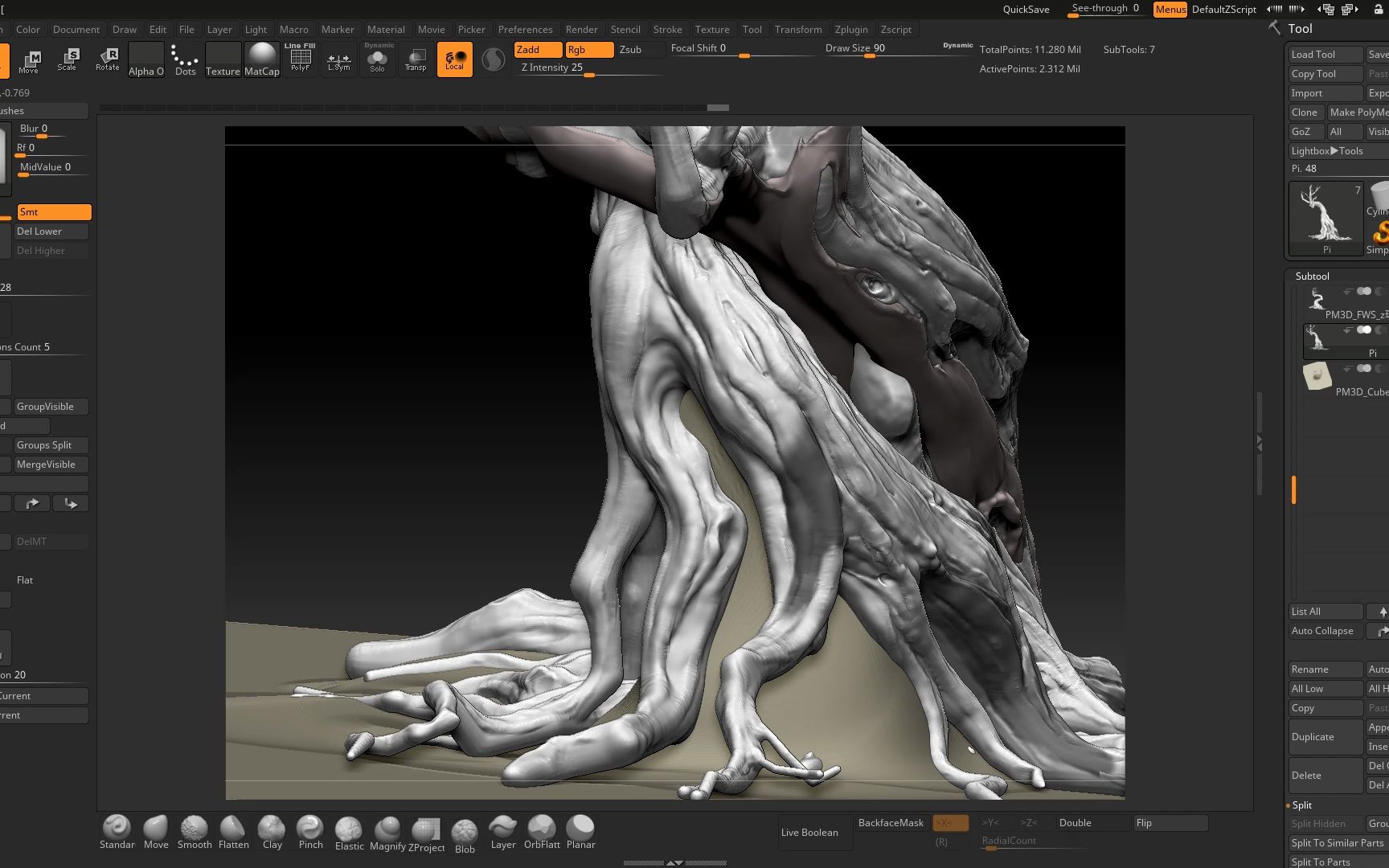 闪电老师zbrush雕刻树高模