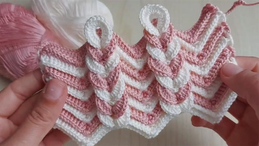 毛线编织教程,水滴扣环花纹的钩织方法!