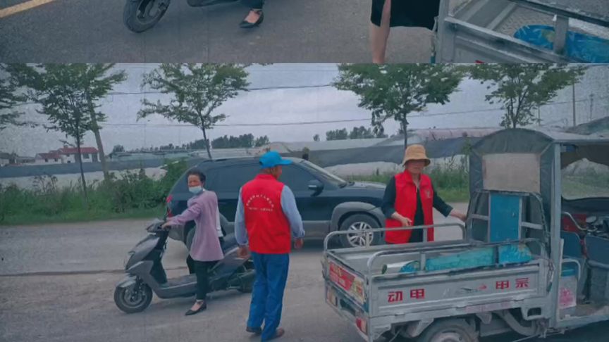 ߎ�安全教育宣传活动现场,新庄村志愿者请缨帮忙指挥交通