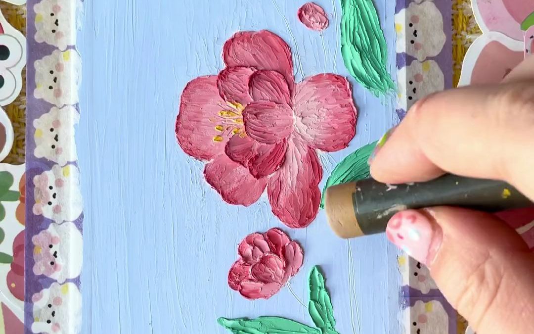 油画棒能画立体海棠花吗?