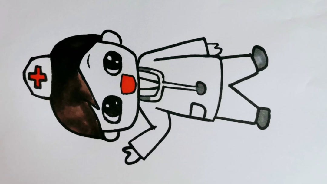 医生 简笔画 儿童画 中国感谢有你