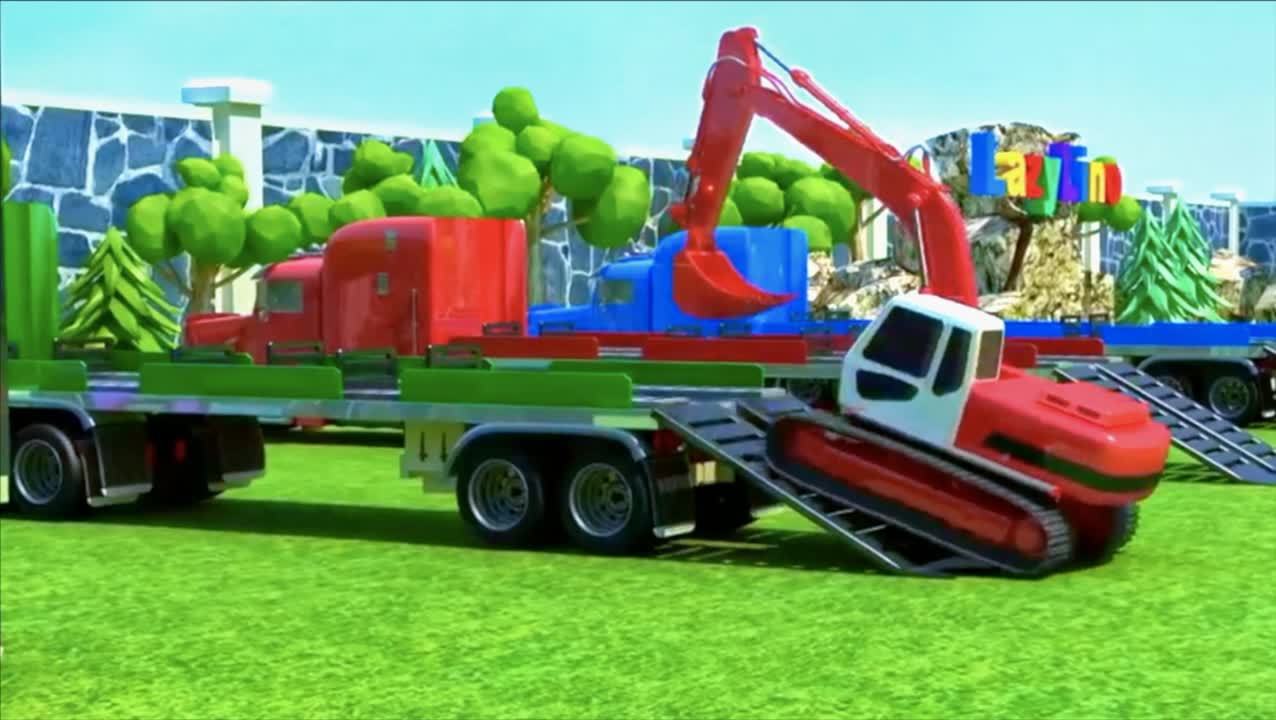 教孩子们玩油罐车,工程车,推土机,挖掘机游戏