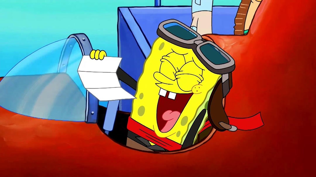 海绵动画:海绵的驾驶技巧,不管是飞机还是船,都是车毁人