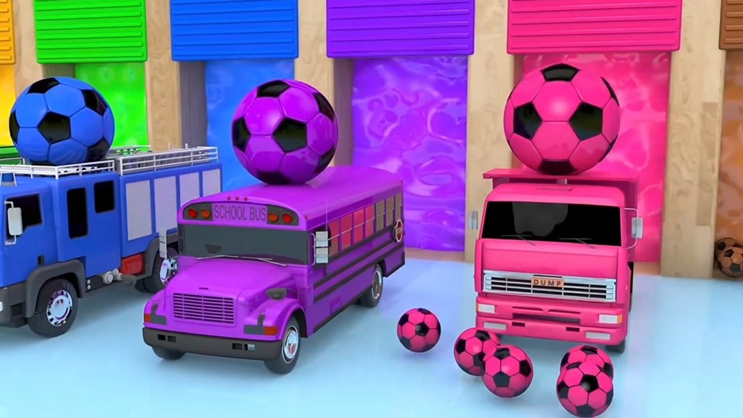 趣味动画,彩色汽车和彩色球,益智启蒙宝宝学颜色