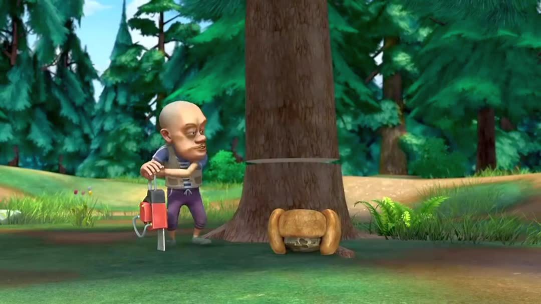 熊出没:小鸟阻止光头强砍树,却被他打飞在地,鸟窝也掉下来