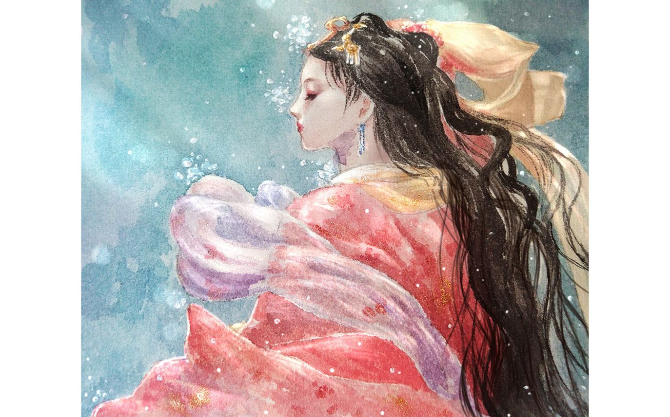 【水彩】大明宫词(用SAI给水彩画制作后期~)