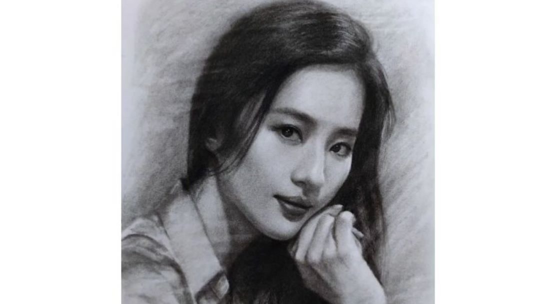 人物素描绘画过程,女神刘亦菲第一集
