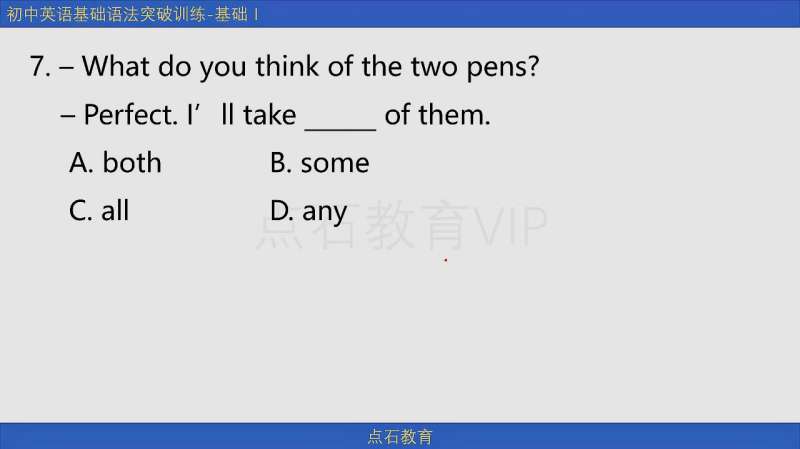 初中英语语法突破 基础训练 第7题 不定代词
