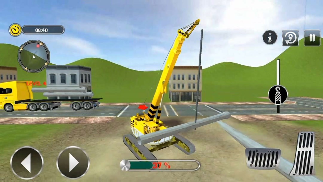 工程车动画 吊车运送管道