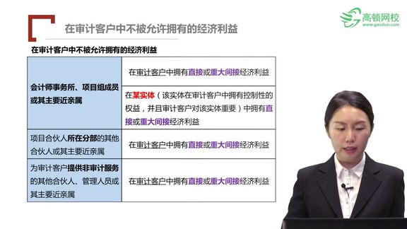 在审计客户中不被允许拥有的经济利益