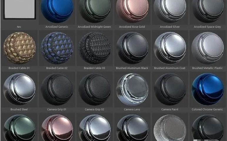 阿诺德渲染器灰猩猩GSG金属布料产品材质球预设C4D纹理贴图素材