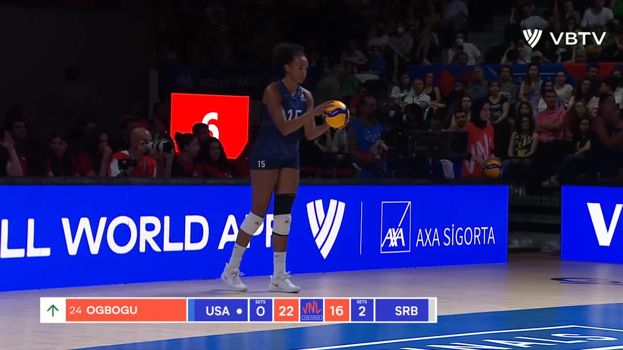 冰冰凉~透心凉!2022世界女排联赛1/4决赛塞尔维亚3:2美国HL