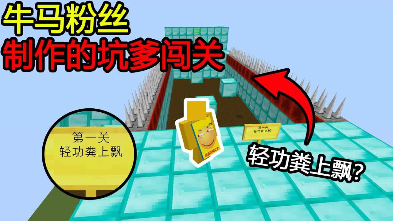 我的世界:粉丝做的牛马地图!第一关轻功粪上飘?好多幻象方块!