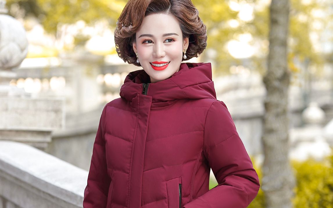中年妈妈冬装羽绒服2020新款50岁中老年人秋冬加厚外套女(216)