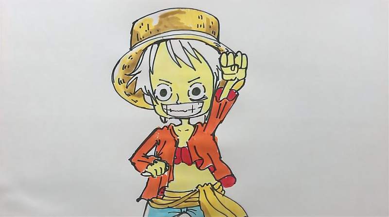 子凌晨绘画,今天教大家画一个卡通人物路飞