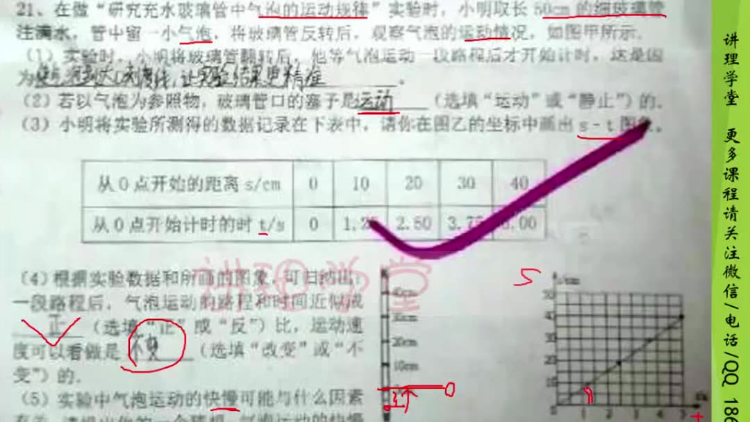第一章机械运动 章节测试试卷分析 湖北省随州市实验中学章考