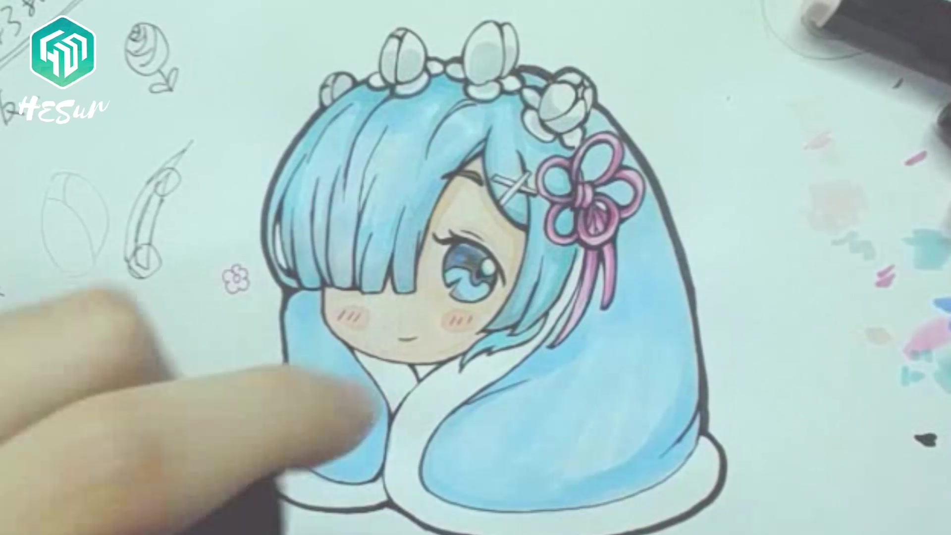 敲可爱蕾姆手绘,快来把她抱回家。