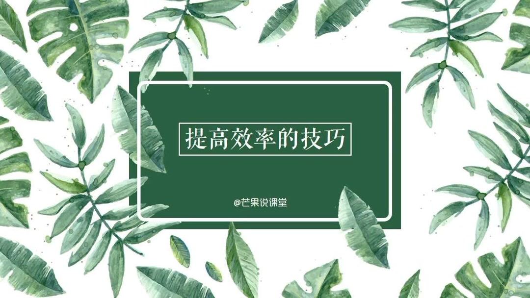 第17讲:提高效率的技巧