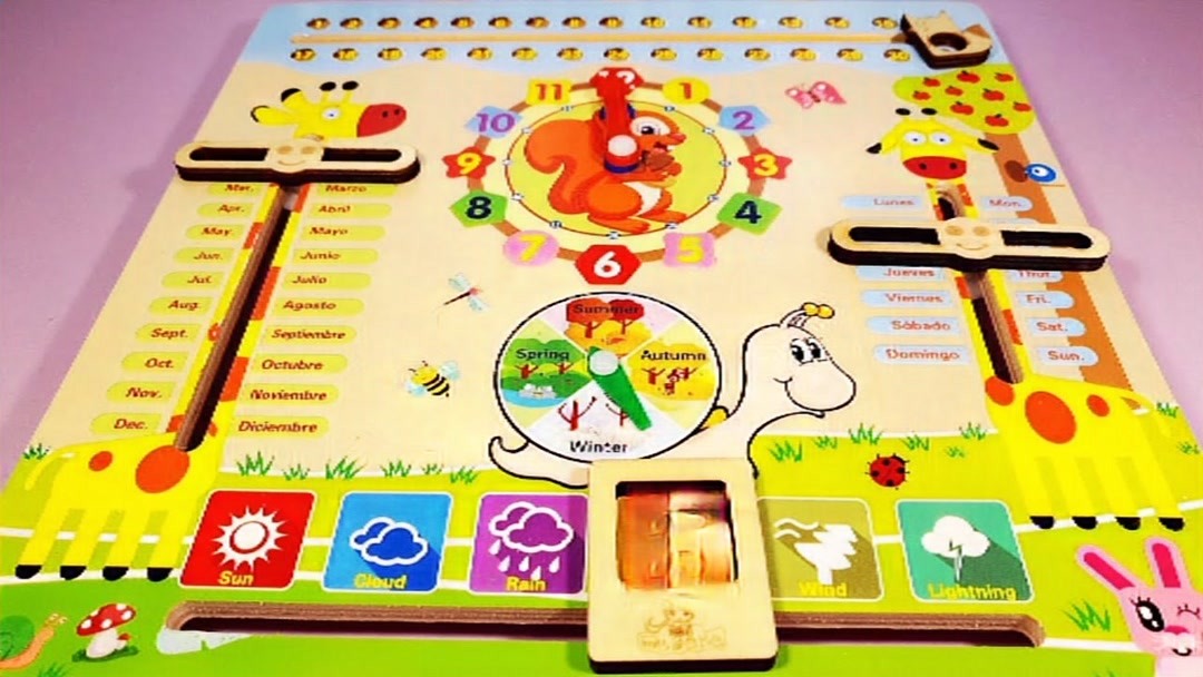 儿童动画:学习多功能日历时钟有趣动画