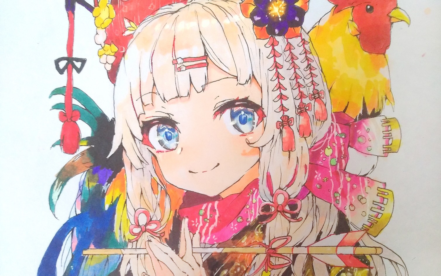 一个硬头马克笔绘画过程,上一个视频是肤色的。