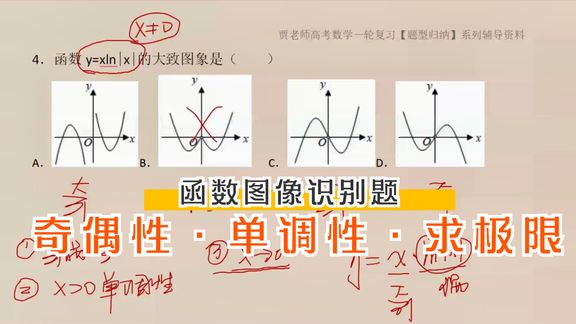 贾老师数学,高考数学函数图像识别,y=xln|x|的大致图像