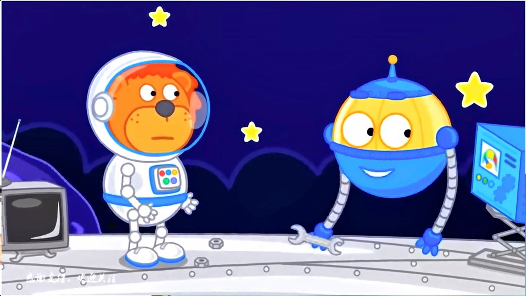趣味动画:小狮子变成宇航员,进入太空探索秘密
