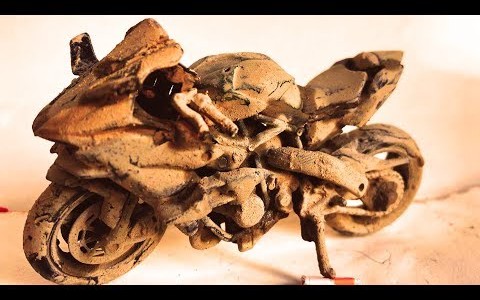 翻新修复——油管一小哥恢复一辆满是泥土的川崎忍者H2R摩托车模型