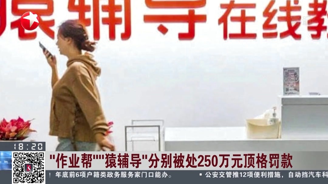 "作业帮""猿辅导”分别被处250万元顶格罚款