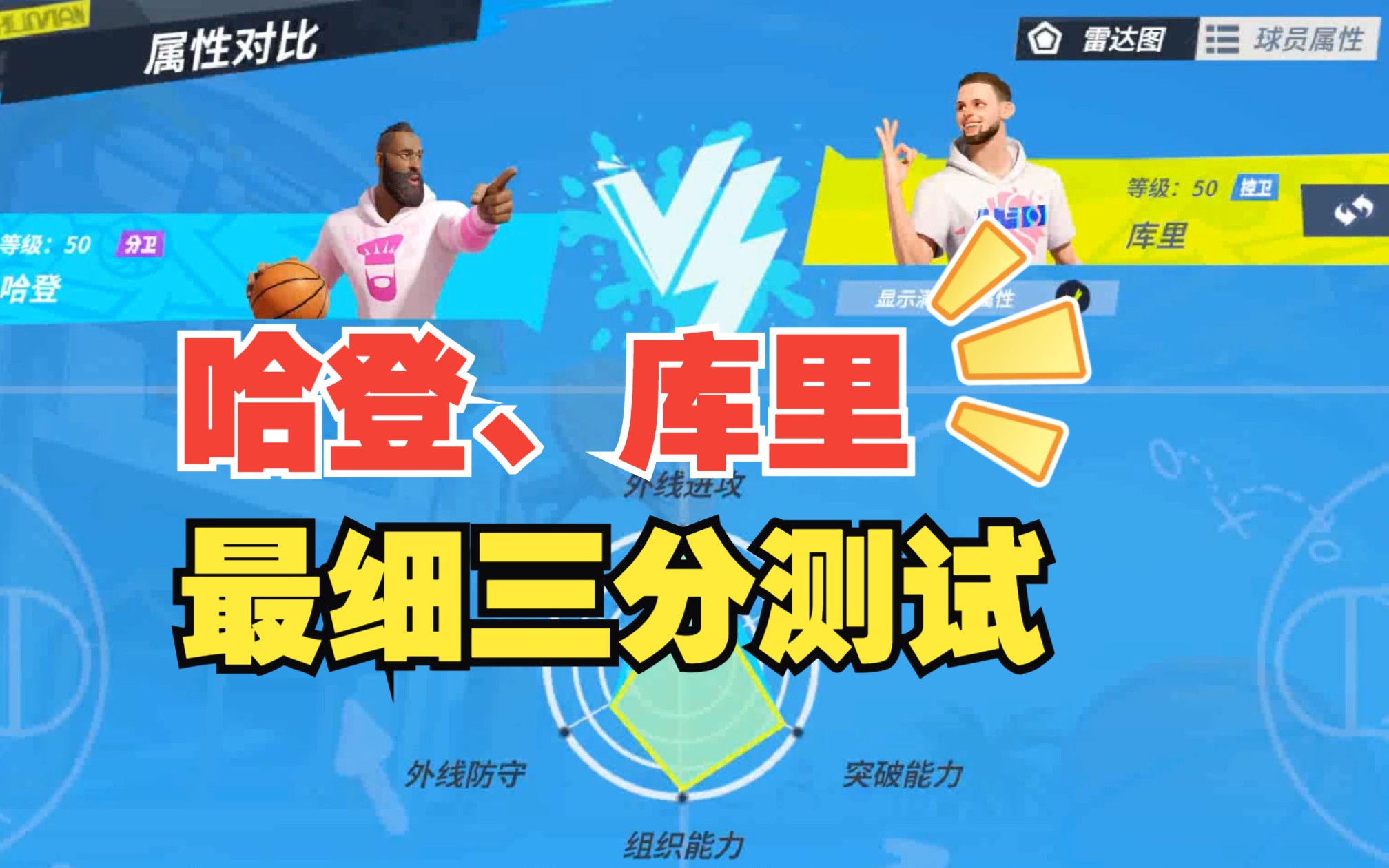 数据测试:哈登、库里最细三分测试