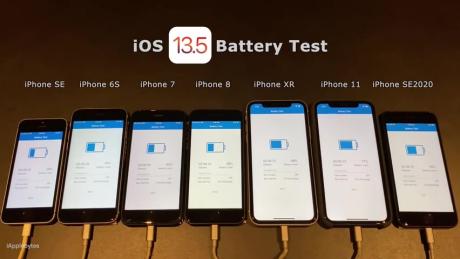 iOS 13.5 正式版 vs iOS 13.4.1 续航对比测试(SE,SE2020,6S-11)