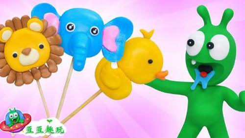 黏土定格动画:豆豆DIY卡通棒棒糖,这么可爱让人看了舍不得吃呀