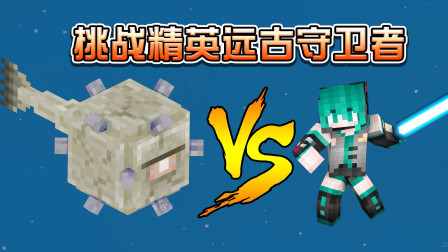 我的世界暮色森林30:海底神殿挑战精英怪远古守卫者,血量过万根本打...