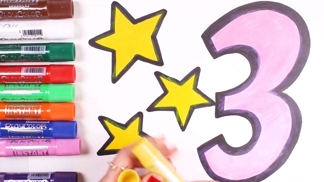 学习表情包和数字的简笔画并为他们上色