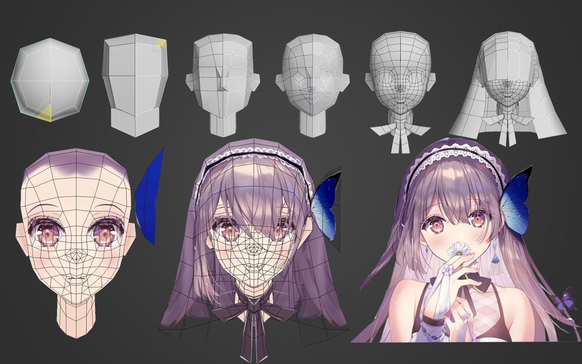 3DMAX人物建模教程,从软件基础教学制作角色,人头布线,拆分UV,模型...