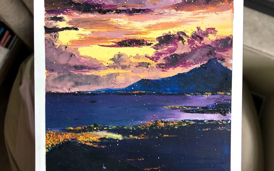 【零基础油画棒入门】晚霞教程详解,不会唱二人转的不是好up主