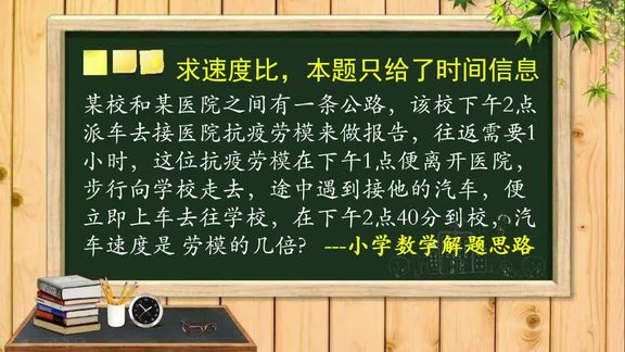 行程应用题是小升初的必考题,求速度比需要分析路程速度时间关系