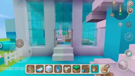 迷你世界教学大全:这么好看的蓝色大房子,就是门做的太丑了点!