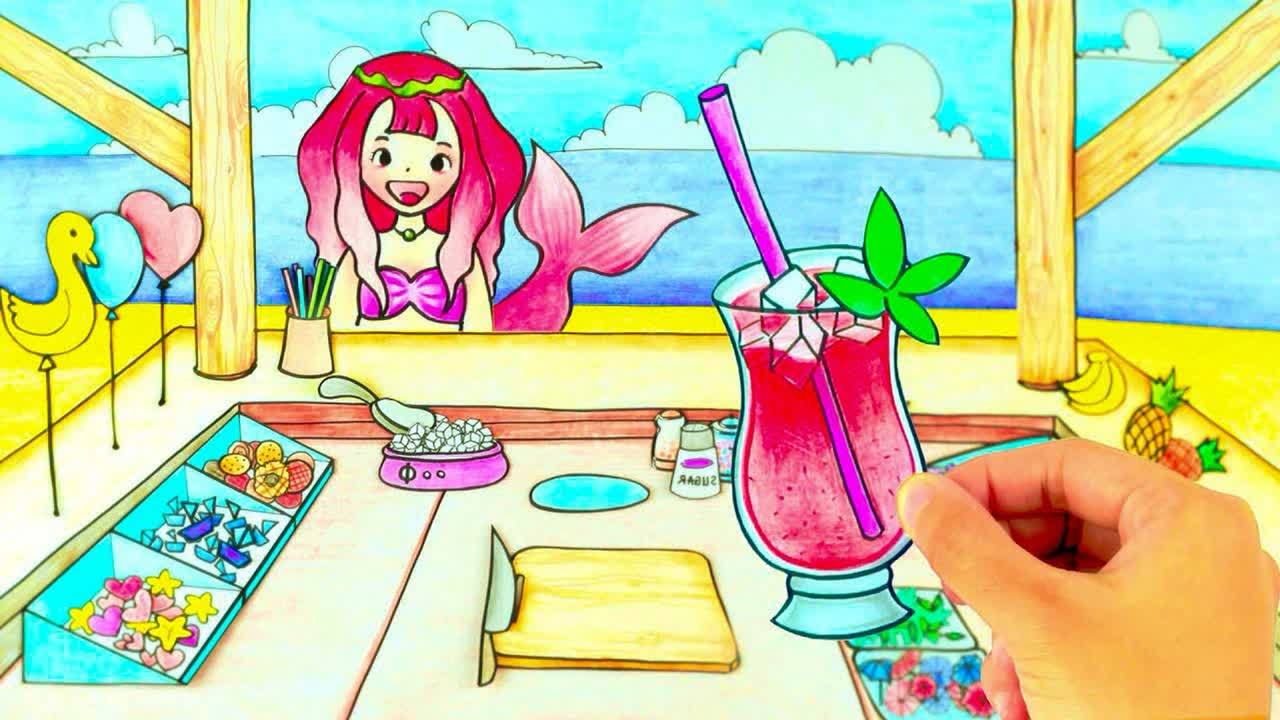 趣味定格动画:海边甜品店出新品了,美人鱼公主都馋的流口水