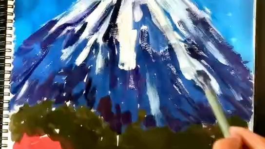 【幼儿水粉画】雪山脚下,需要的小朋友可以临摹给我交作业哦