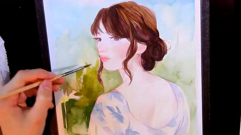 牛人手绘唯美的水彩人物插画全过程