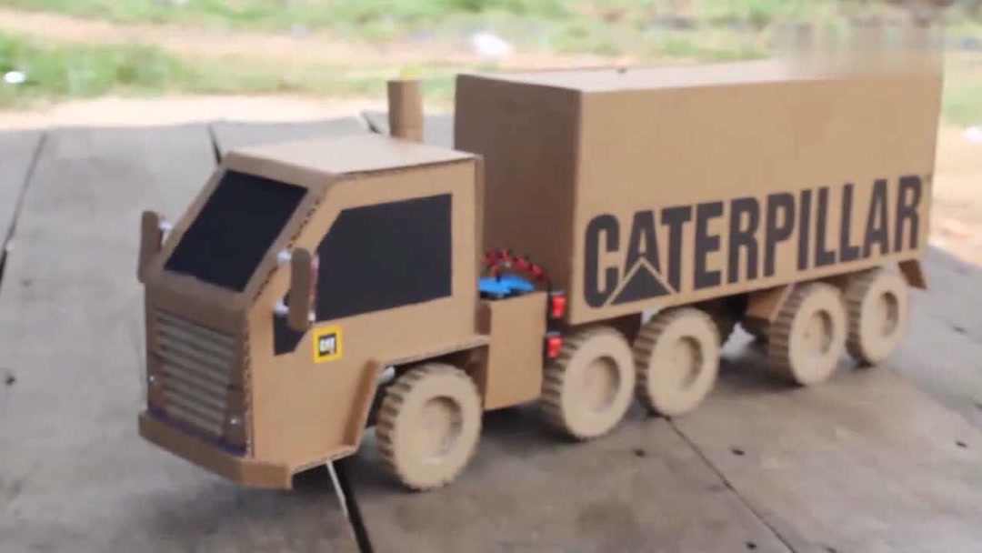 创意diy-手工达人用硬纸板制作大卡车,休息给儿子做一个