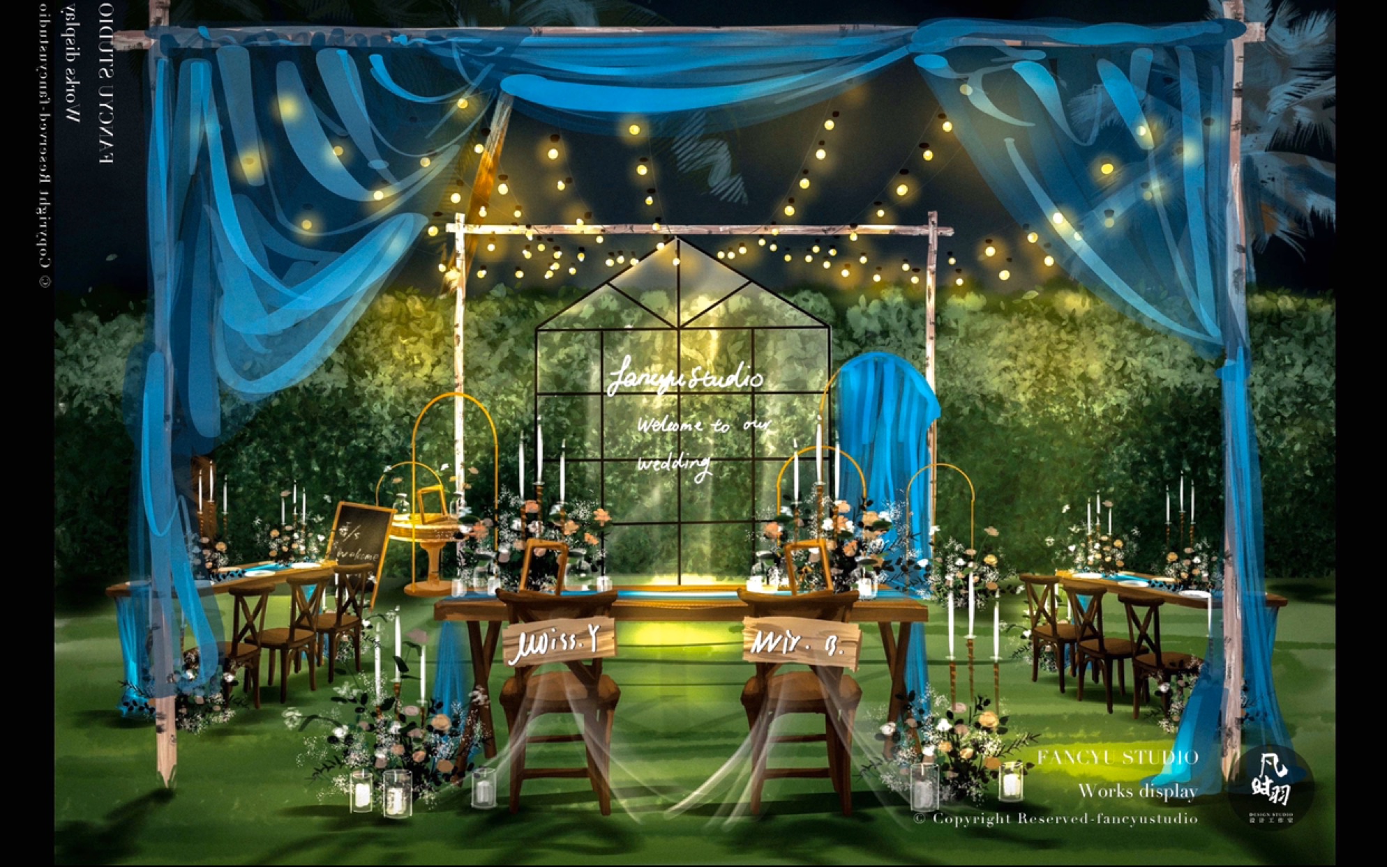 【procreate绘画】婚礼晚宴手绘效果图