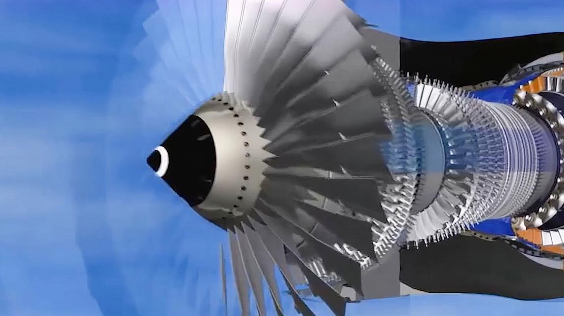 3D动画演示飞机涡轮喷气发动机的工作原理!真是精密并且复杂